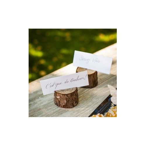 Porte menu bûche de bois